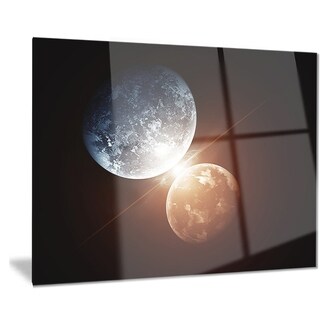 Designart 'Kiss Between Two Planets' Modern Spacescape Metal Wall Art ...