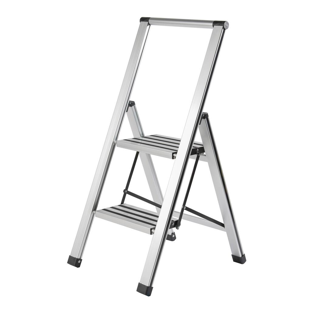 2 Step Slim Line Aluminum Ladder - Overstock - 19788947