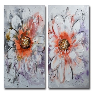 Design Art -Flower Power- Textured Floral Art- Hand Painted - 40 x 40 ...