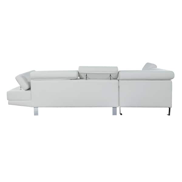 ACME Connor L-shaped Cream Faux Leather Sectional Sofa - Bed Bath & Beyond - 19807654
