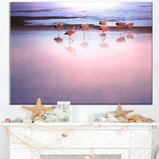 Flamingo Birds on Bolivia Beach - Modern Beach Canvas Art Print - Bed ...