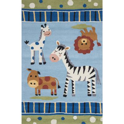 Alexander Home Hand-hooked Safari Animal Kids Rug - Overstock - 19809431