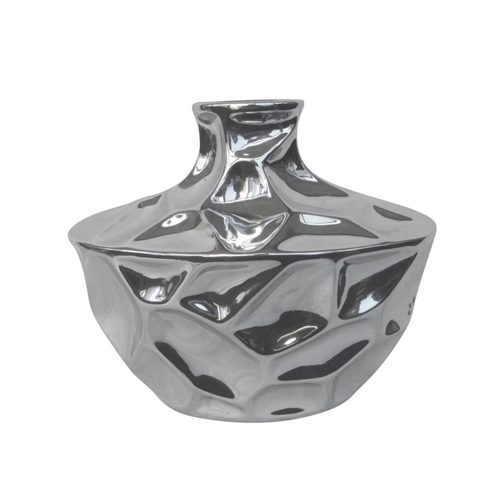 Decorative Ceramic Angle Texture Vase, Silver - Overstock - 19810973