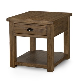Stratton Rustic Warm Nutmeg Rectangular End Table with Storage - Bed ...