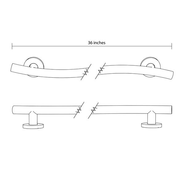 Keeney Wave Designer Grab Bar 1.25 Dia x 36 in., Brushed Nickel - Bed ...