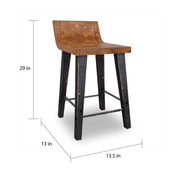 Tam Rustic Natural Wood 24-inch Counter Stool by Kosas Home - Bed Bath ...