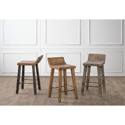 Tam Rustic Natural Wood 24-inch Counter Stool by Kosas Home - Overstock ...