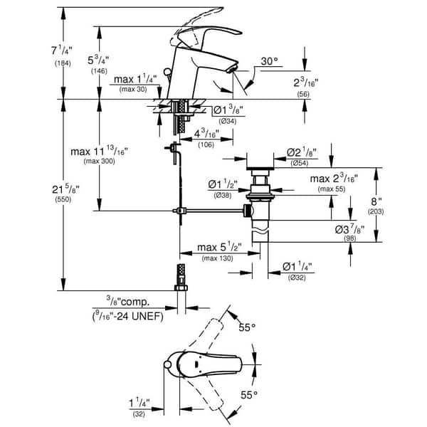 Grohe Eurosmart 4" Centerset Bathroom Faucet S-Size 3264200A StarLight ...