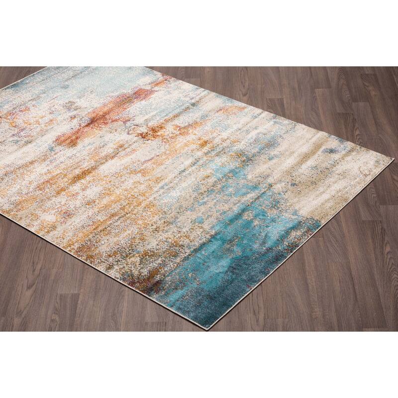 Murano Mordern Abstract Multi-Colored Soft Pile Rug - multi - 5'3 x 7'6 ...