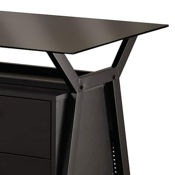 Modish Metal Computer Desk with Two Storage Drawers, Black - Bed Bath ...