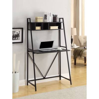Contemporary Metal Writing Desk, Black - Overstock - 19884290