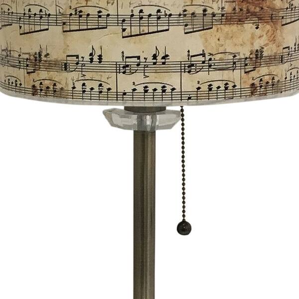 Royal Designs Antique Brass Lamp with Musical Notes Lamp Shade - Bed ...