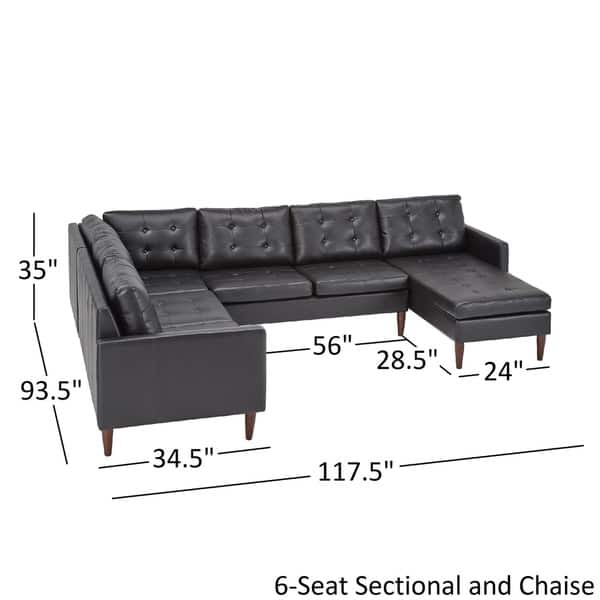 Shawna Black Leather Gel U-Shape Sectionals by iNSPIRE Q Modern - Bed Bath & Beyond - 19887232