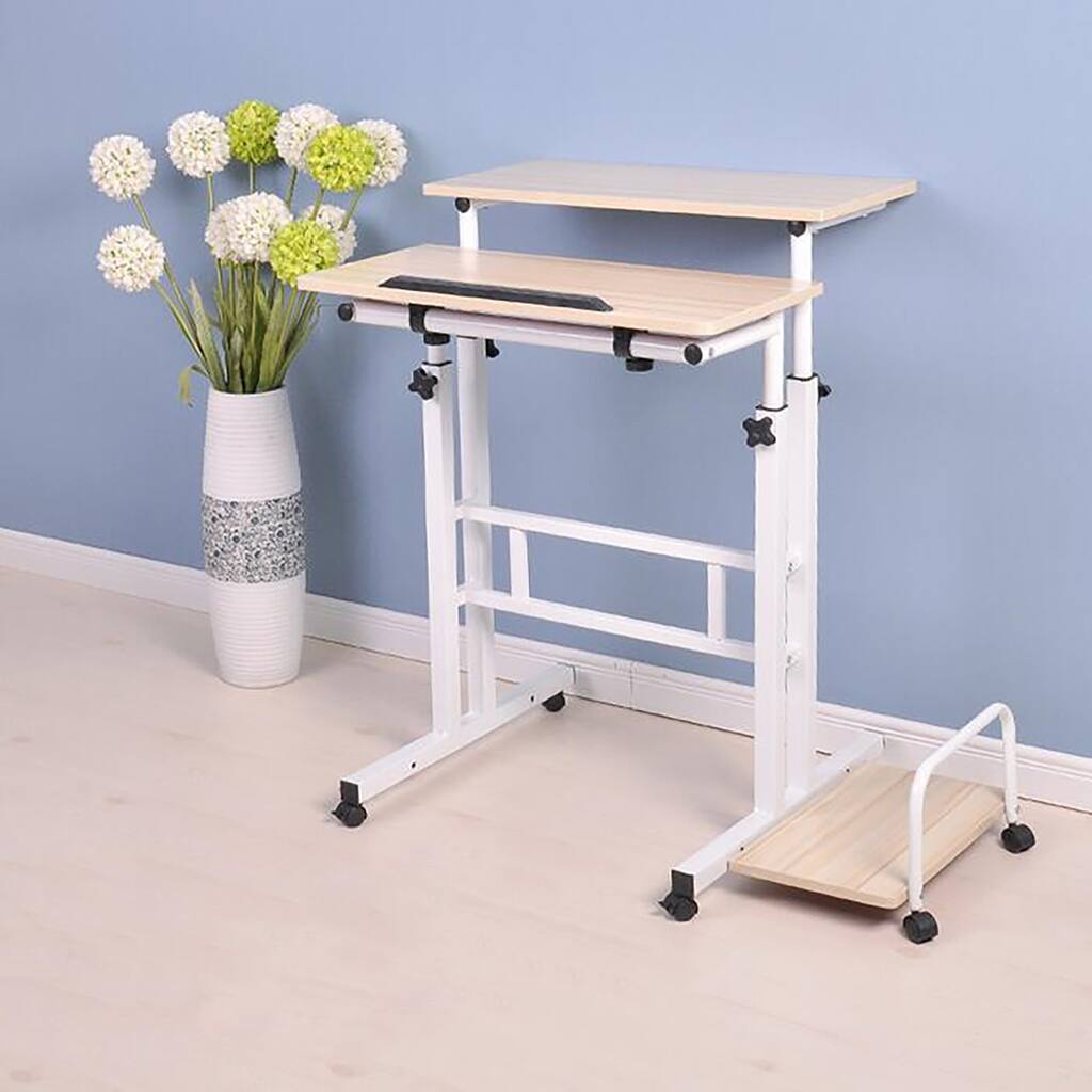 Mind Reader 2 Tier Adjustable Sit and Stand Desk, White - Overstock ...