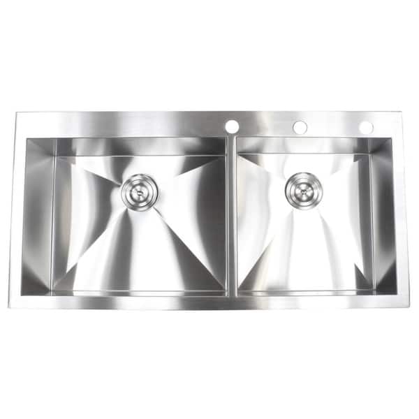 43-inch 16 Gauge Stainless Steel Double Bowl 60/40 Topmount Drop-in ...