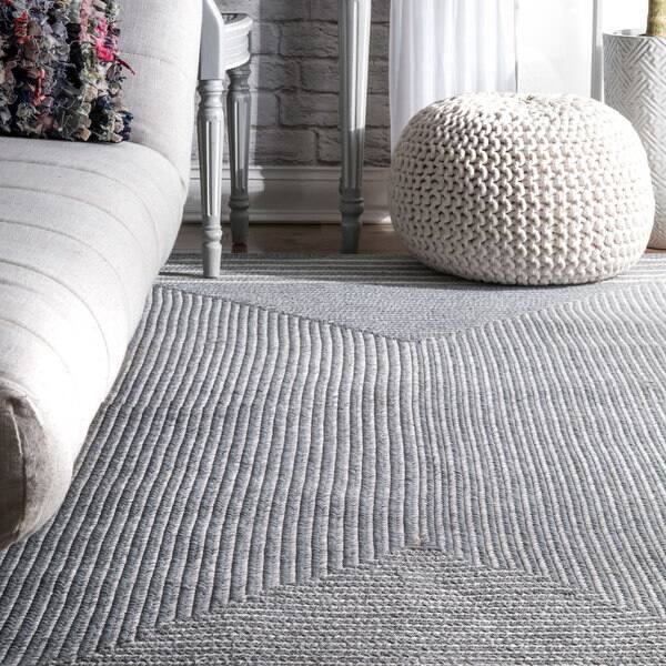 Brooklyn Rug Co Light Grey Brompton Striped Border Area Rug - Bed Bath ...