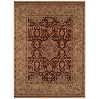SAFAVIEH Couture Hand-Knotted Agra Classic Ivory / Brown Wool Rug - Bed ...