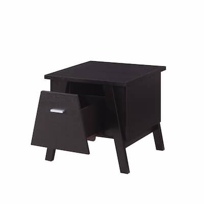 Rectangular End Table With Unique Drawer, Brown - Overstock - 19973083