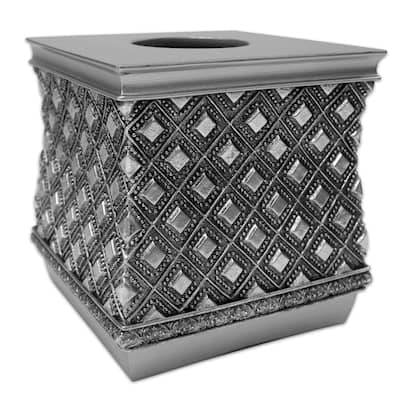 Diamond Antique Silver Tissue Box Cover - Overstock - 19977567