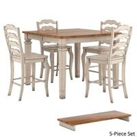 Elena Antique White Extendable Counter Height Dining Set - French ...