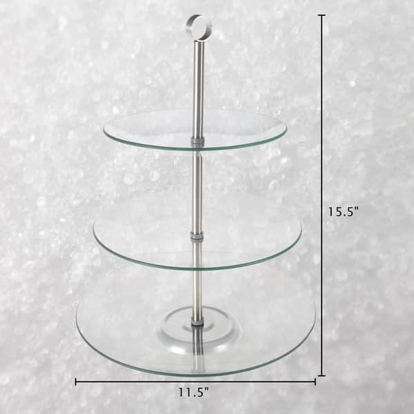 Chef Buddy Three Tier Square Glass Buffet and Dessert Stand - - 19992985