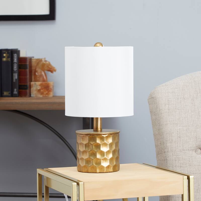 The Hive 15.5" Mini Gilded Table Lamp with Shade - Gold - Overstock ...