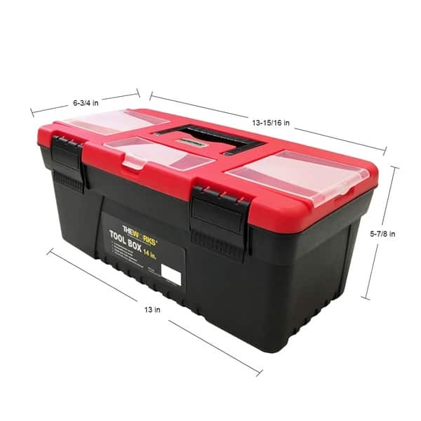 THEWORKS 14" Tool Box with Lid Organizers and Removable Tray - Bed Bath ...