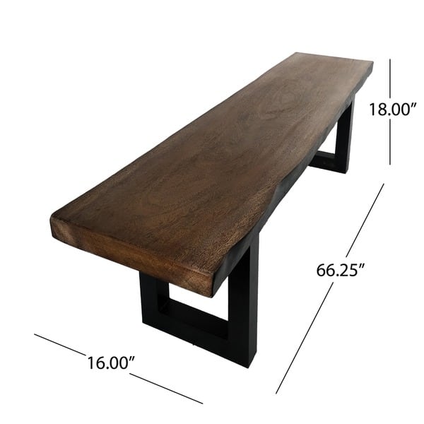 Caldwell Outdoor Faux Live Edge Rectangle Concrete Picnic Dining Bench ...