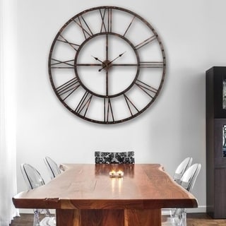 Utopia Alley Oversize Rivet Roman Industrial Wall Clock, 45" Diameter ...