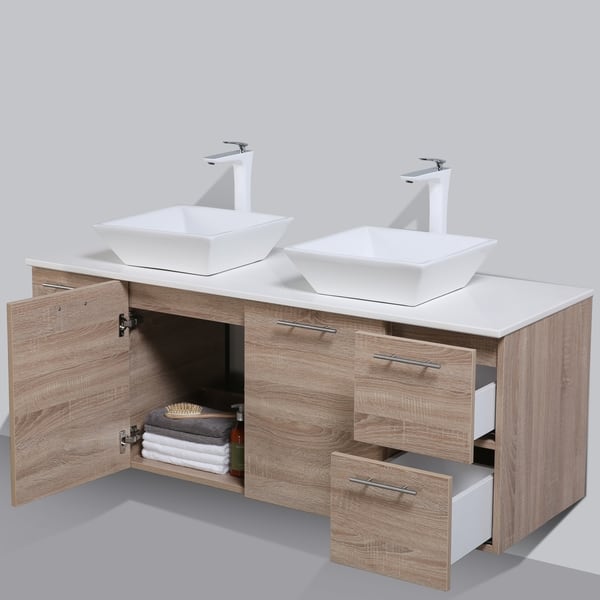 Eviva Luxury 60 inch White Oak bathroom vanity - Bed Bath & Beyond ...