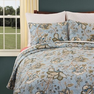 Bethany Blue Cotton Quilt Set - Bed Bath & Beyond - 20164099
