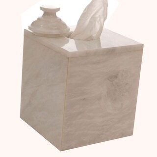 Polished Marble Tissue Box Cover, Alabaster White, Shower and Bathroom ...