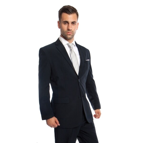 Shop Men's Suit 2 Pcs. Modern Fit Pin Stripe Notch Lapel Two Button ...