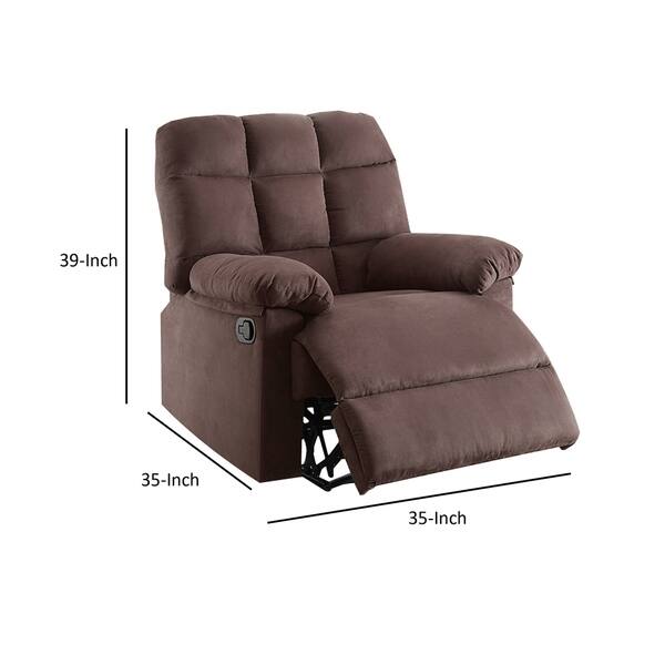 Plush Cushioned Recliner With Tufted Back And Roll Arms In Brown - Bed ...