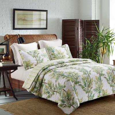 Palm Grove Coastal Reversible 3-piece Quilt Set - Overstock - 20192844