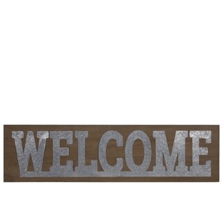 UTC55302: Wood Rectangular Wall Art with Metal Alphabet "WELCOME ...