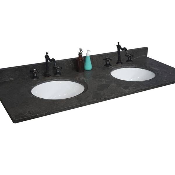 60"Rustic Solid Fir Double Sink Iron Frame Vanity in Driftwood Finish ...