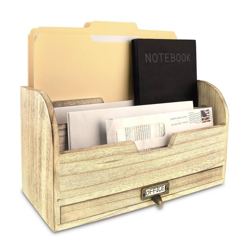 Wooden Desktop Organizer for Stacking Letters, Files, Documents, and ...