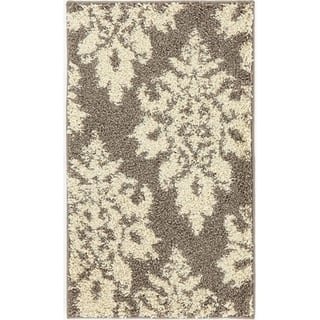 Meadow Damask Cream and Gray Dense 5x8 Shag Area Rug 5'3"x7'7" - 5' x 8 ...