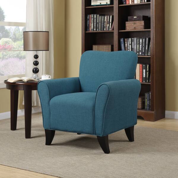 Copper Grove Cornflower Caribbean Blue Linen Curved Back Arm Chair ...