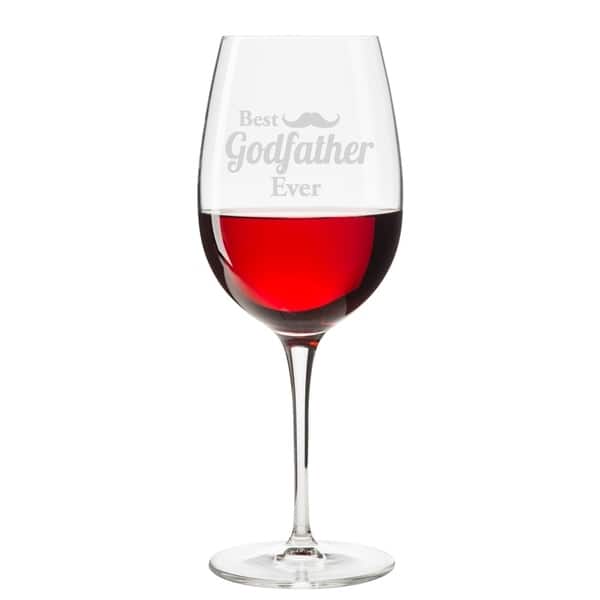 Best Godfather Ever Mustache Engraved 18 oz Wine Glass - Bed Bath ...