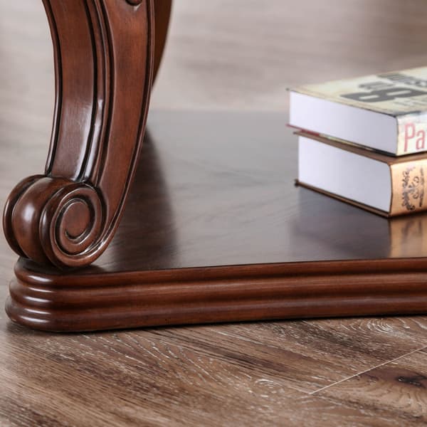 Derg Traditional Dark Oak 48-inch Glass Top Insert 1-Shelf Sofa Table ...