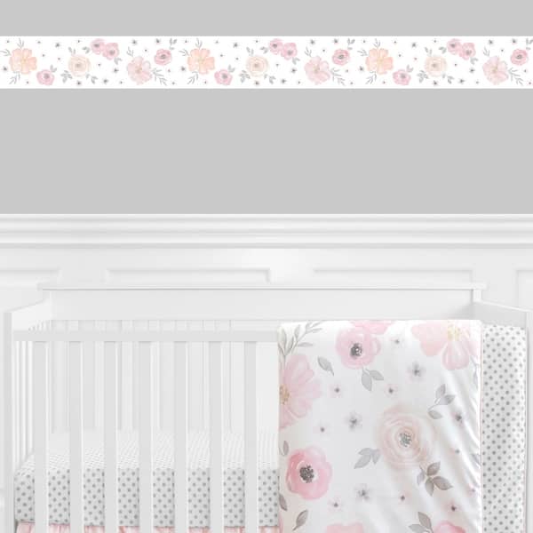 Sweet Jojo Designs Wall Paper Border for the Pink and Grey Watercolor ...