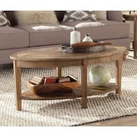 Solid Wood Oval Coffee Table with Cross Metal Legs - On Sale - Bed Bath ...