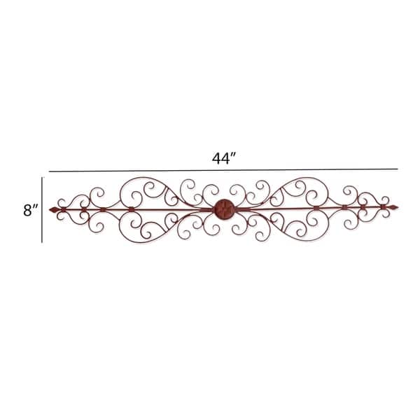 Traditionally Carved Metal Wall Plaque With Scrollwork, Brown - Bed ...