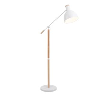 Pix Contemporary Floor Lamp in Natural Wood and Matte White Metal - Bed ...