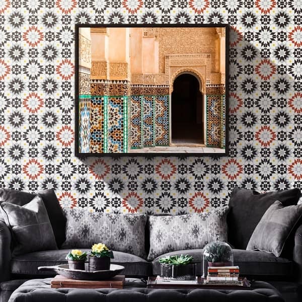 Handmade Semara in Black, Red, Grey Tile, Pack of 12 (Morocco) - Bed ...