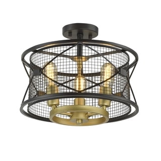 Harlequin 3-light Warm Bronze and Gold Semi-flush Mount - Bronze and ...