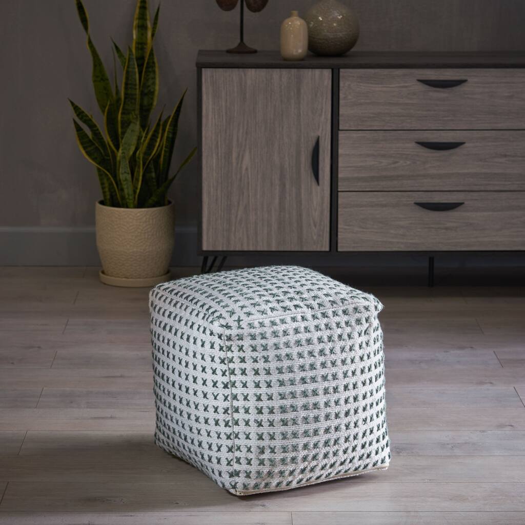 Flanner Fabric Square Pouf Ottoman by Christopher Knight Home - Overstock - 20444672