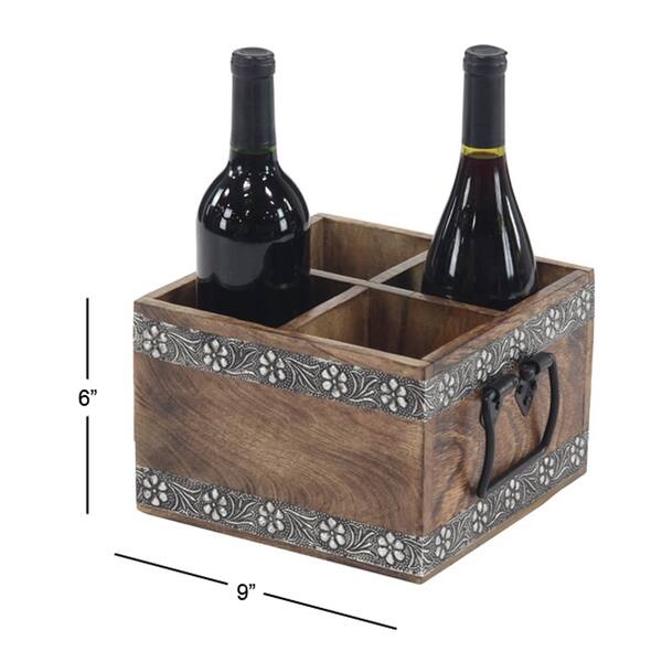 Rustic 6 x 19 Inch Square Wooden Wine Bottle Rack - Bed Bath & Beyond ...